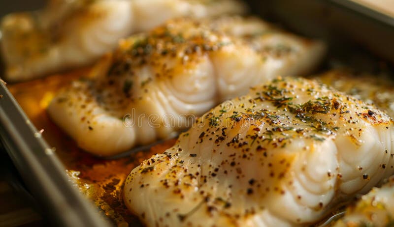 Baked Cod Fillets are Ready To Be Cooked in Baking Dish Stock Photo ...