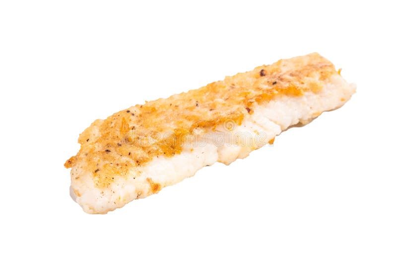 Baked Cod Fish Fiilet, Fried Whitefish Meat Isolated on White ...