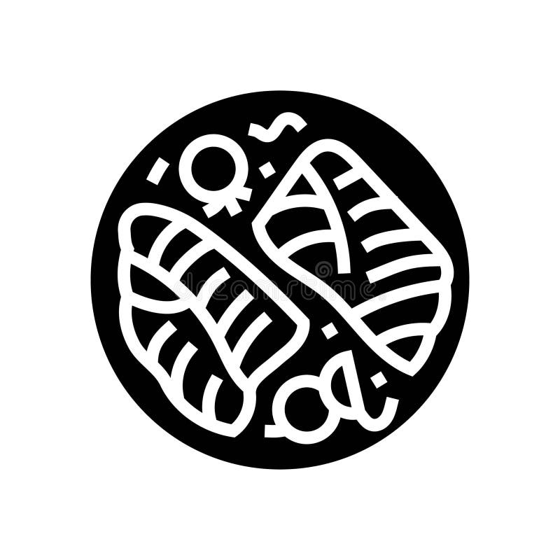 Baked Cod Fish Glyph Icon Vector Illustration Stock Vector ...