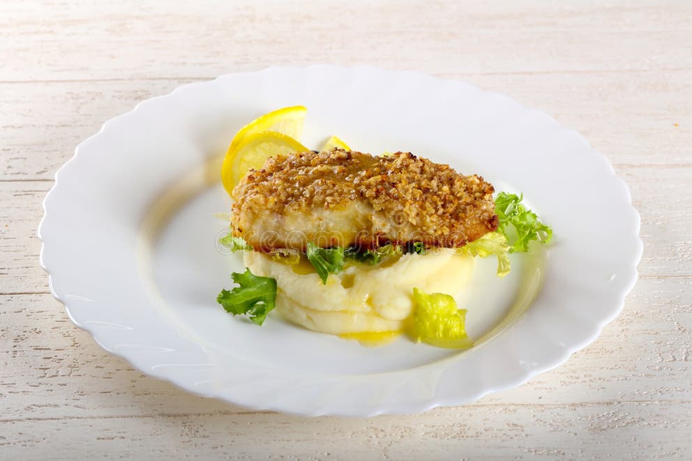 Cod Fish with Mashed Potato Stock Photo - Image of mashed, delicious ...