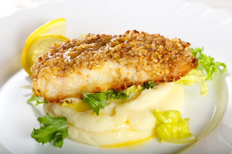Cod Fish with Mashed Potato Stock Photo - Image of eating, fresh: 110155626