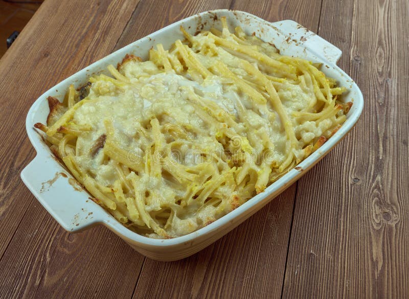 Baked Cod and Macaroni Casserole Stock Image - Image of sauce, herb ...