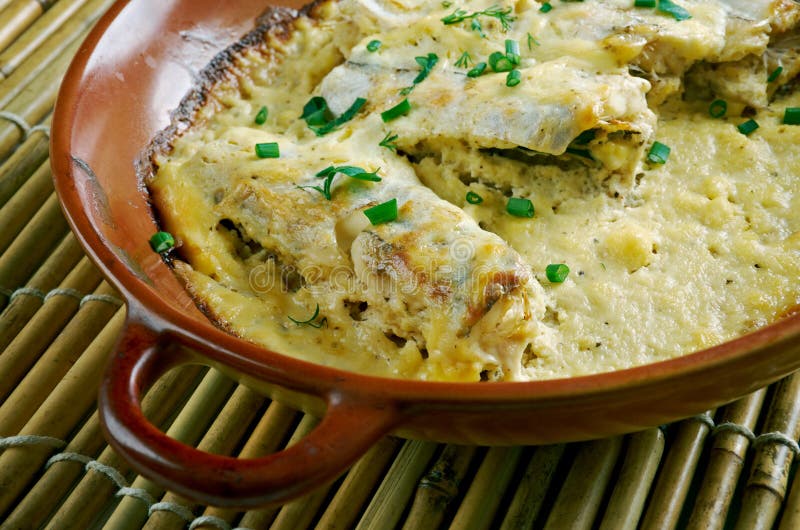 Baked cod in sour cream stock image. Image of sweden - 66899339