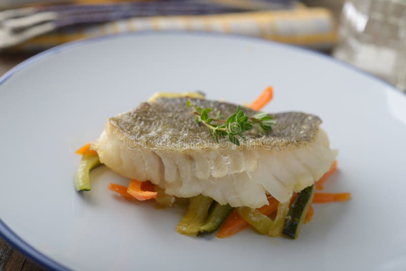 Baked cod with vegetables stock image. Image of rustic - 41941703