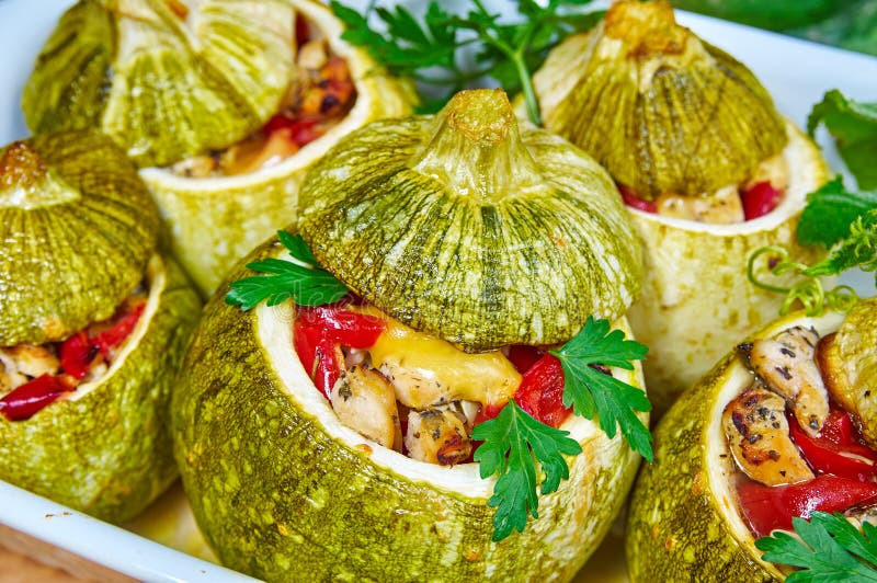 Baked Courgettes Stuffed with Meat Stock Image - Image of fresh, food ...