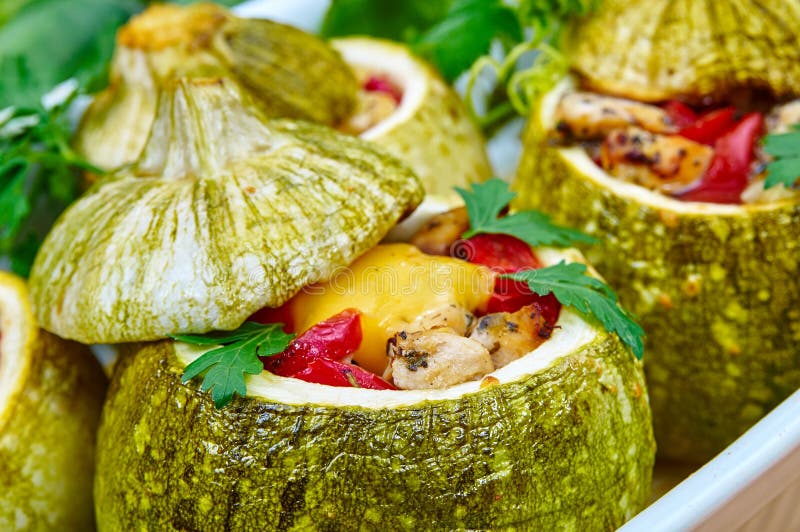Baked Courgettes with Stuffing Stock Photo - Image of cuisine, meal ...