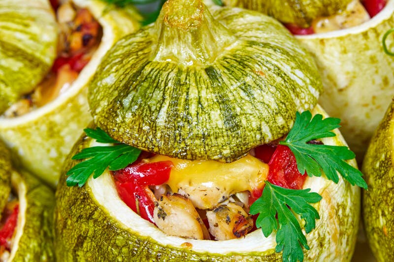 Baked Courgettes with Stuffing Stock Image - Image of mediterranean ...