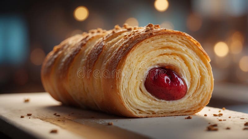 A Baked Cream Roll or Pastry in a Bakery. Stock Illustration ...