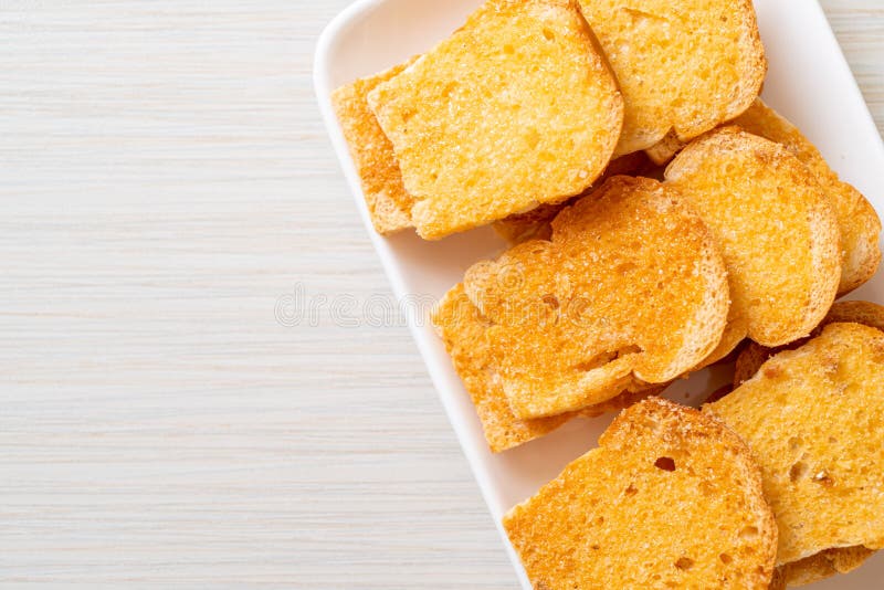 Baked Crispy Bread with Butter and Sugar Stock Photo - Image of ...