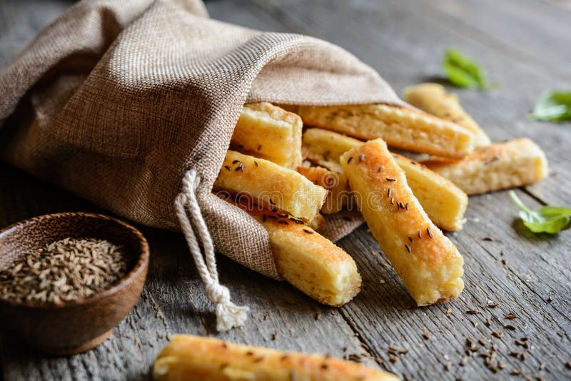 Baked cumin sticks stock image. Image of rising, dough - 82293731