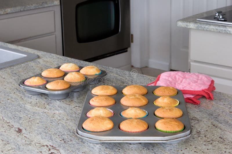 Baked Cupcakes on the Kitchen Counter Stock Photo - Image of homemade ...