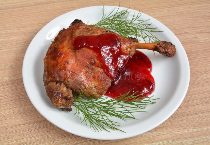 Baked duck leg stock photo. Image of sauce, fried, grill - 314269764