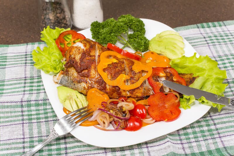 Baked fish brotola stock image. Image of wing, scorching - 40293765