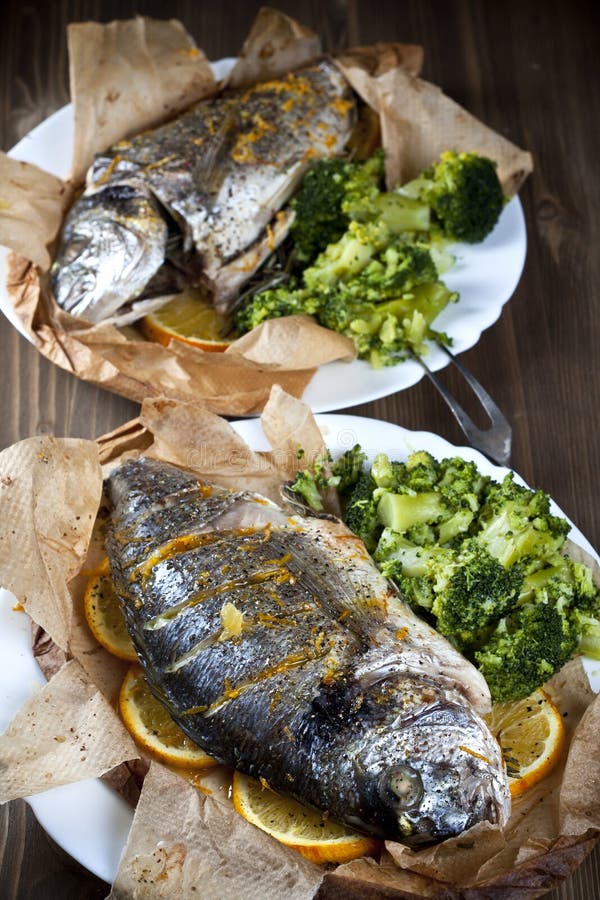 Baked fish stock photo. Image of cooking, dinner, pepper - 50550368
