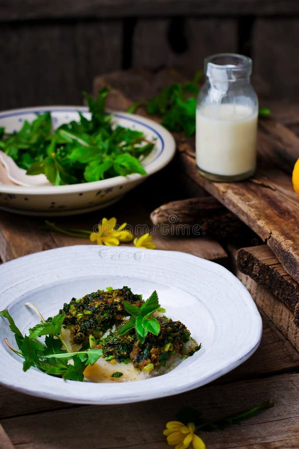 The Baked Fish Fillet with a Ramson Stock Photo - Image of fresh, food ...