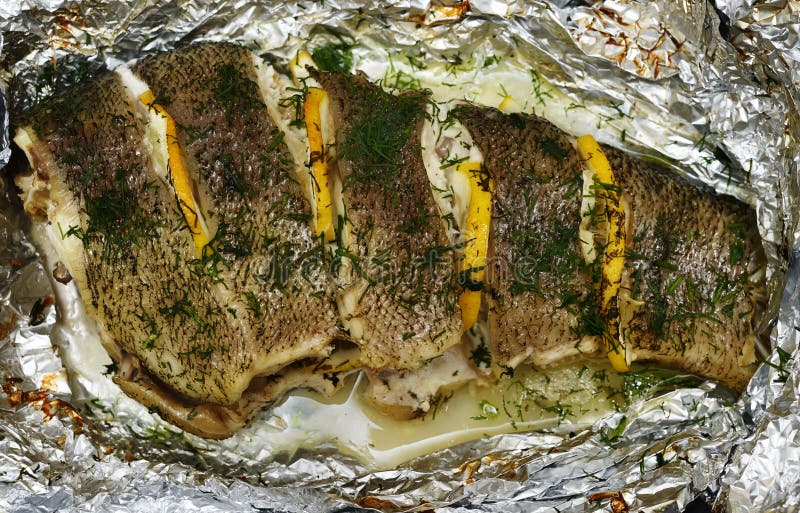 Baked Fish with Lemon and Dill Stock Image - Image of baked, dill ...