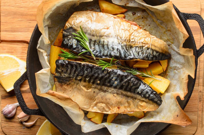 Baked fish stock photo. Image of lunch, preparation, filet - 64568128