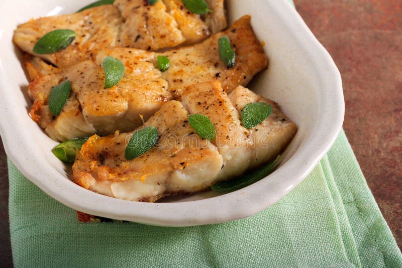 Baked Fish - Pollock Fillet Stock Photo - Image of roast, herbs: 233952852