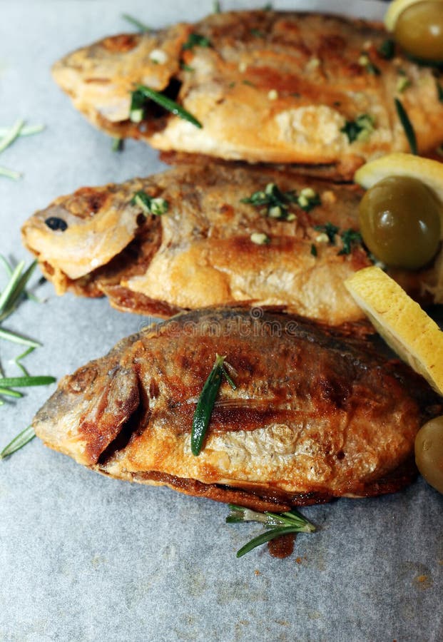 Baked fish stock image. Image of cooking, fresh, marine - 45460925