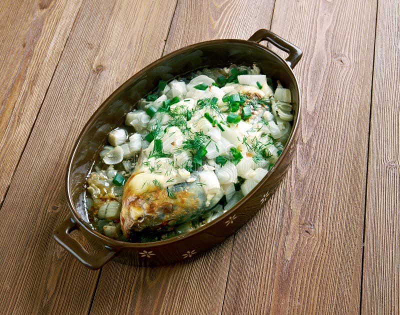 Baked fish in Tatar stock image. Image of cooking, baked - 61298685