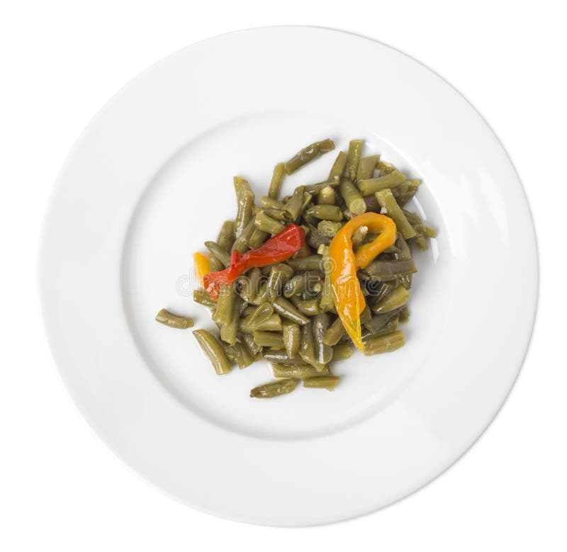 Baked French Beans with Pepper in a White Plate. Stock Image - Image of ...