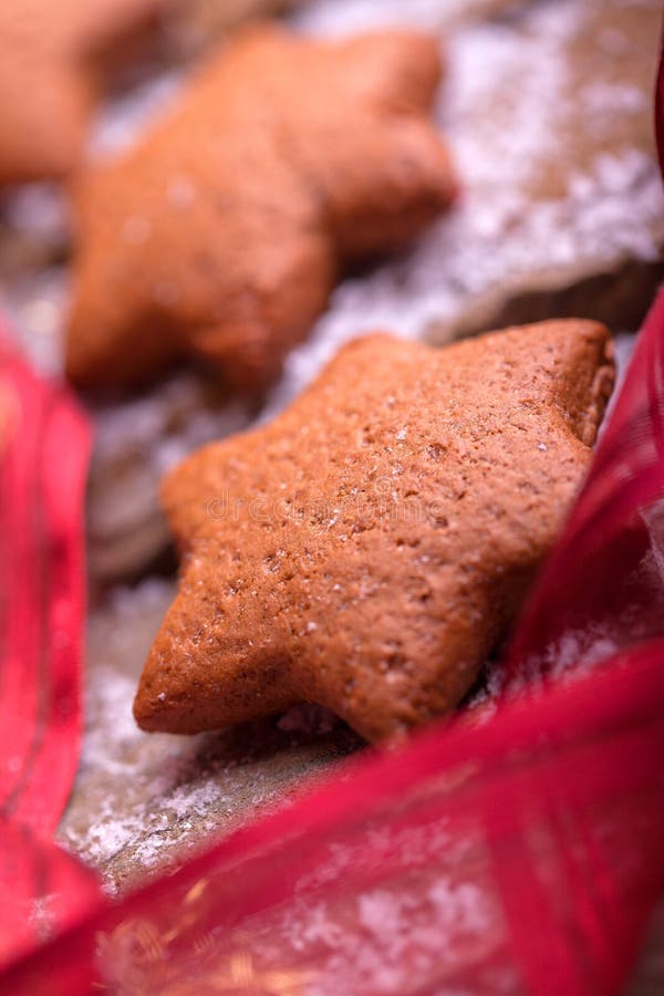 Baked Gingerbread Star Cookies Stock Photo - Image of food, ornate ...
