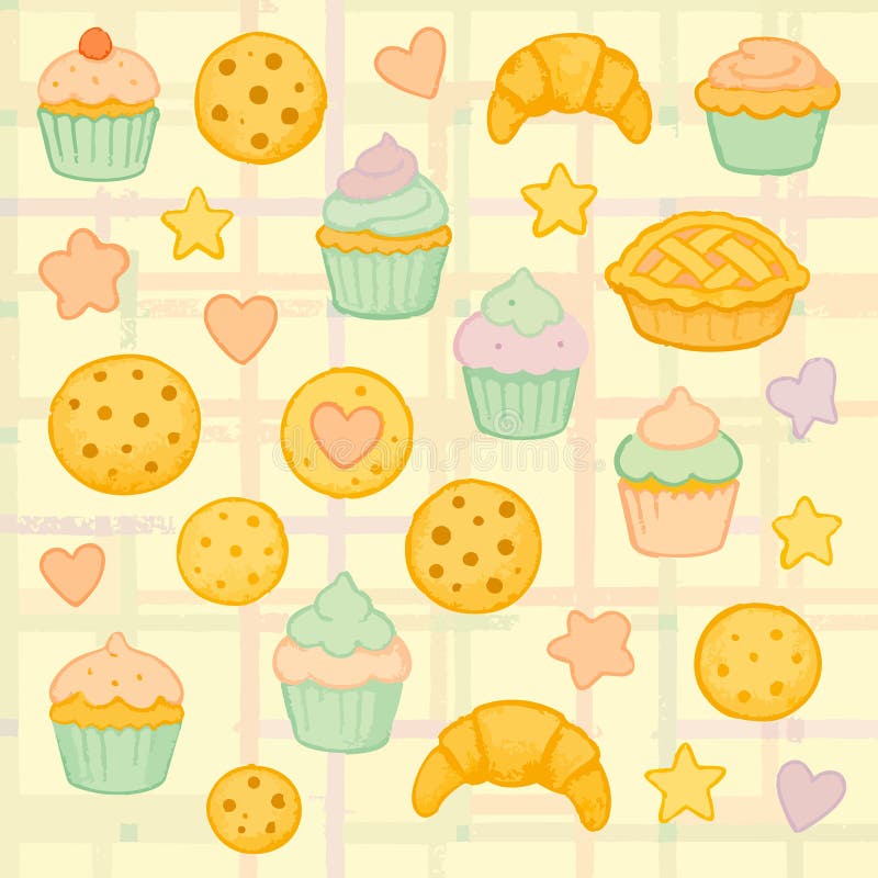 Baked Goods Background Print Design in Vector Stock Vector ...