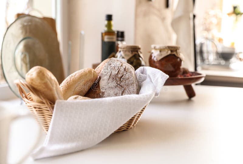 Baked Goods on White Table in Kitchen Stock Photo - Image of elegant ...
