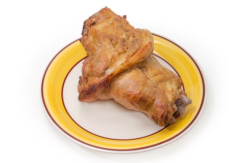 Baked Ham Hock on Dish on a White Background Stock Image - Image of ...