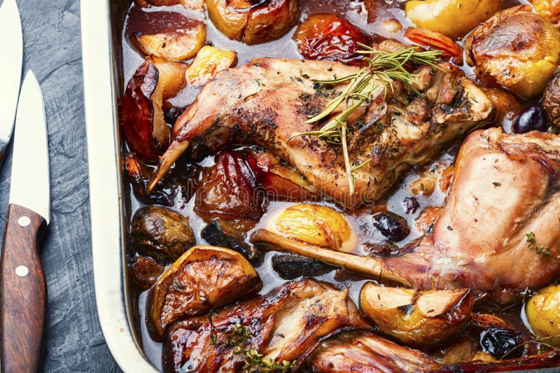 Baked hare or rabbit stock image. Image of lapin, dish - 202445249