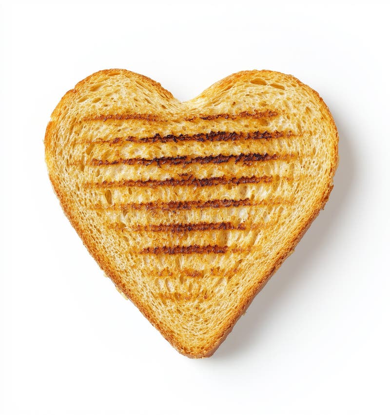 Baked Hearted-shape Toast Displayed on a White Background. Generative ...