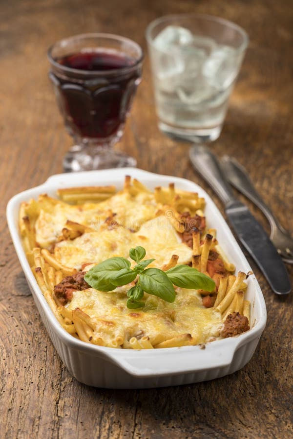 Baked Italian Maceroni Pasta Stock Photo - Image of cooking, glass ...