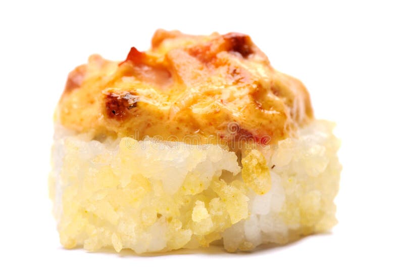 Baked Japanese Roll with Cheese Sauce Isolated Stock Photo - Image of ...