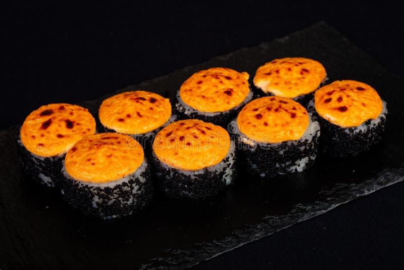 Baked Japanese roll stock image. Image of black, sesame - 128787519