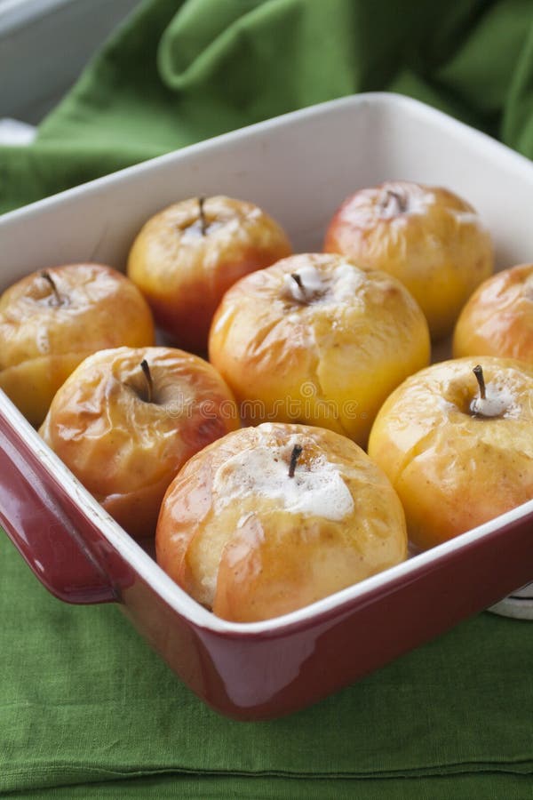 Baked Juicy Delicious Apple with Roast for Baking Stock Photo - Image ...