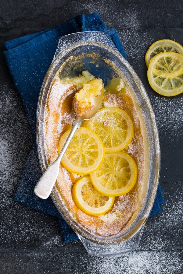 Baked lemon pudding stock photo. Image of cottage, delicious - 81790544