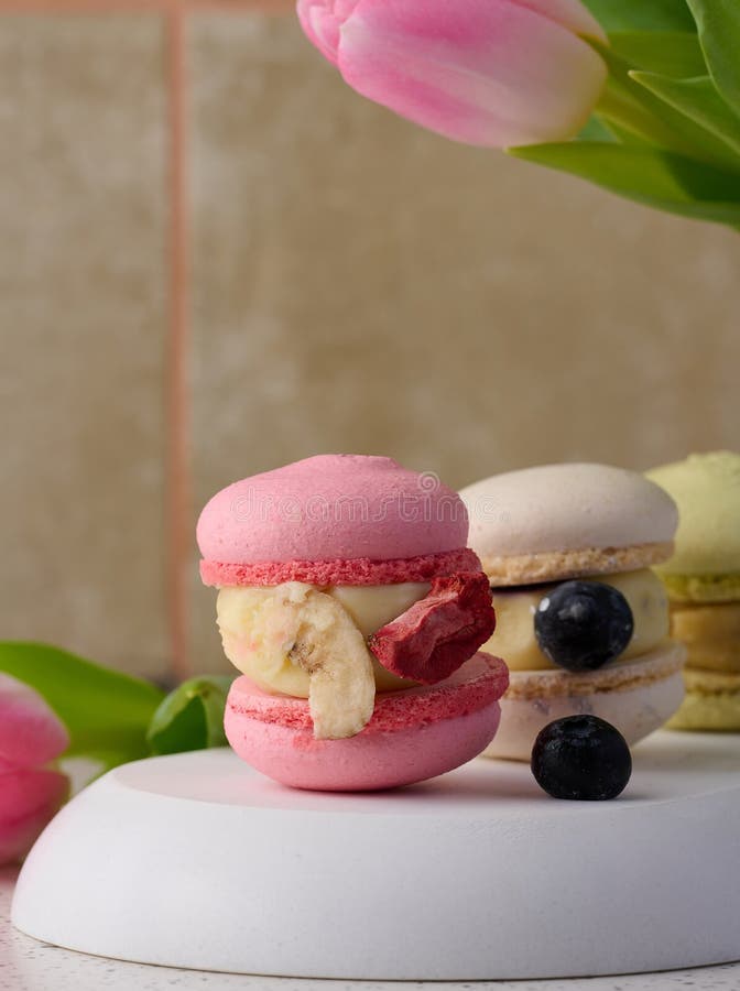 Baked Macarons with Different Flavors on the Table, Dessert Stock Photo ...