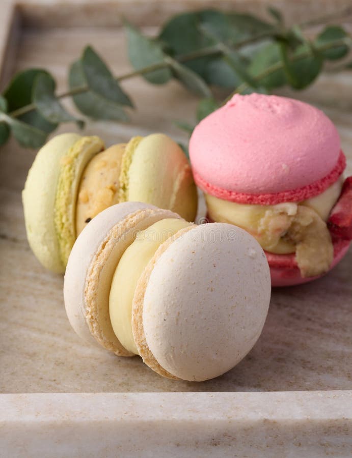 Baked Macarons with Different Flavors on the Table, Dessert Stock Photo ...