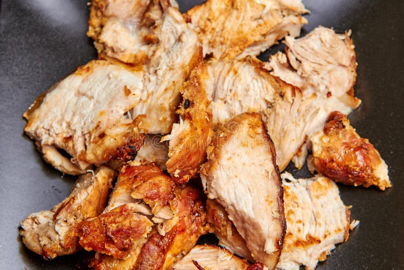 Baked Meat Cut into Pieces Close Up Photo Stock Image - Image of loin ...