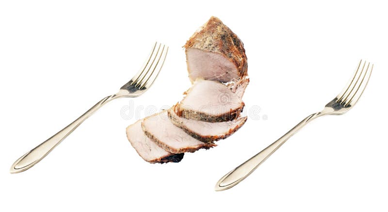 The Baked Meat of Pork and Fork Stock Image - Image of stainless ...