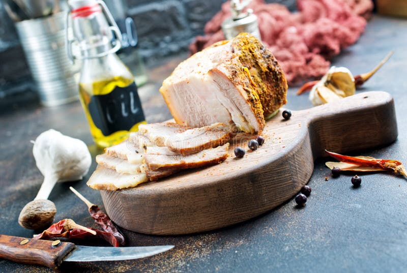 Baked meat stock photo. Image of honey, fresh, lunch - 141753814