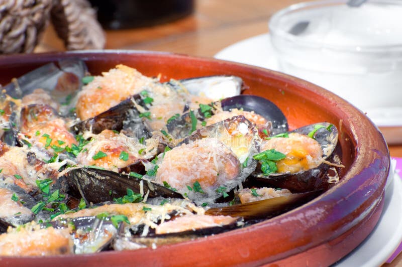 Baked mussels stock photo. Image of mediterranean, muscle - 23898348