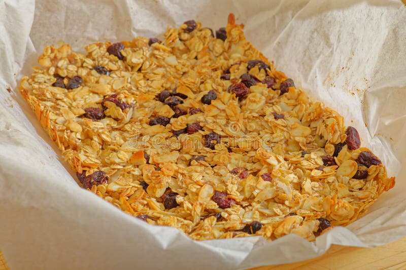 Baked Oatmeal Bars Ingredients Stock Photo - Image of homemade, paper ...