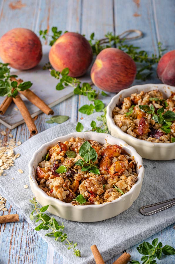 Baked Oatmeal with Fruit and Maple Syrup Stock Photo - Image of food ...