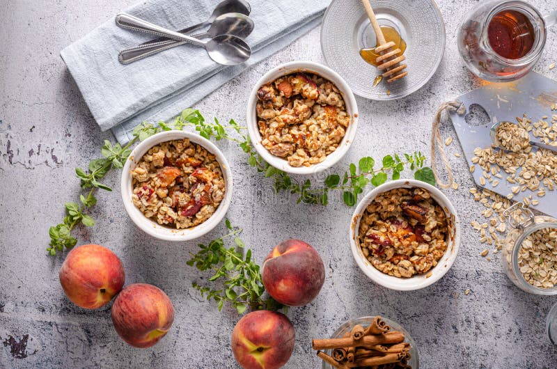 Baked Oatmeal with Fruit and Maple Syrup Stock Photo - Image of oatmeal ...