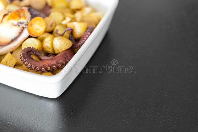 Baked Octopus. stock photo. Image of fried, cooking - 102039256