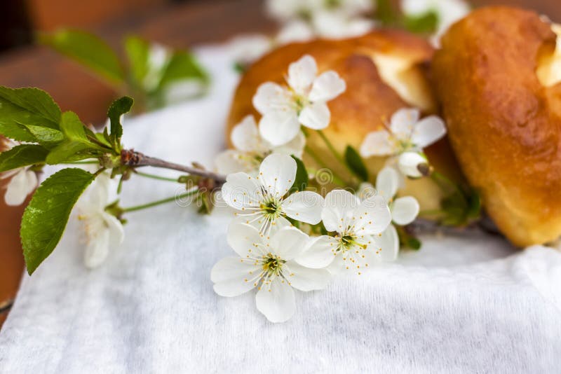 Baked Open Rolls on a Dark, Worn Rustic Wooden Table. the Composition ...