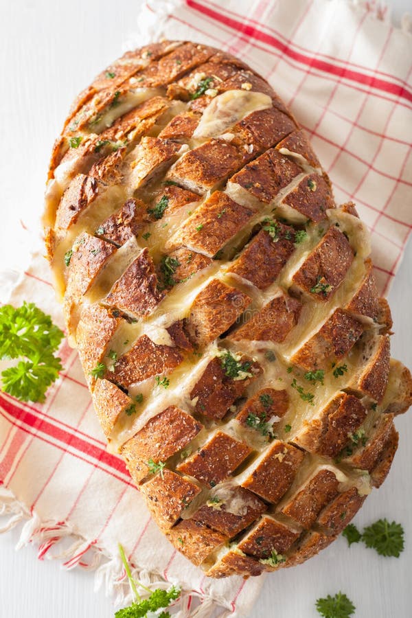 Baked Party Bread with Melted Cheese Butter Herbs Stock Photo - Image ...
