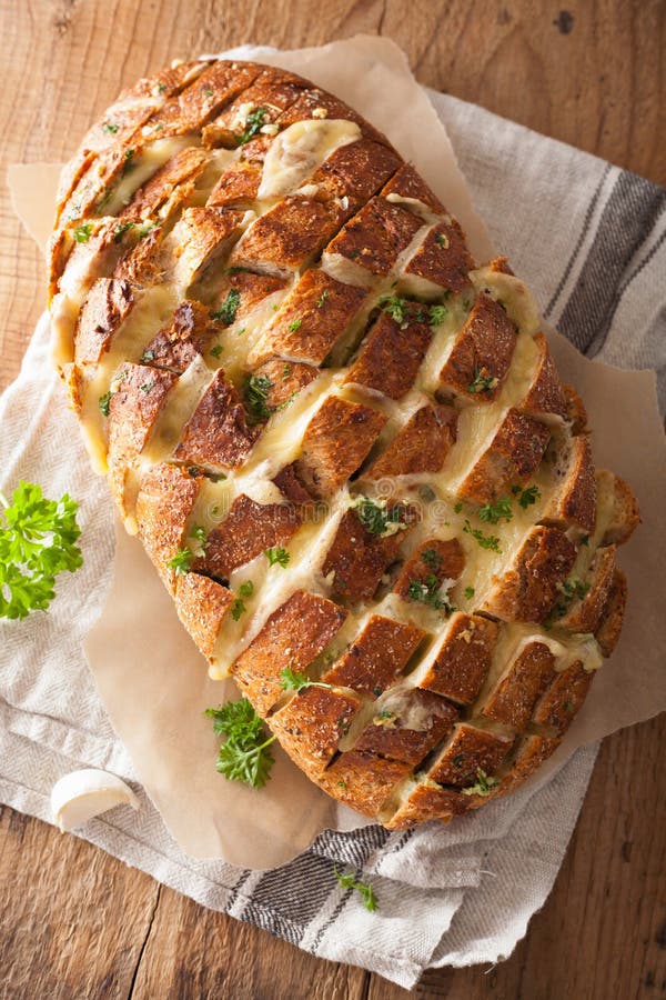 Baked Party Bread with Melted Cheese Butter Herbs Stock Photo - Image ...