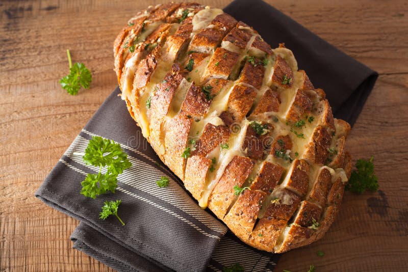 Baked Party Bread with Melted Cheese Butter Herbs Stock Image - Image ...